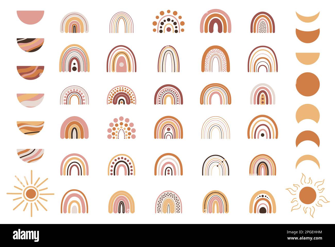 Set of boho rainbows in terracotta colors. Neutral nursery art design ...
