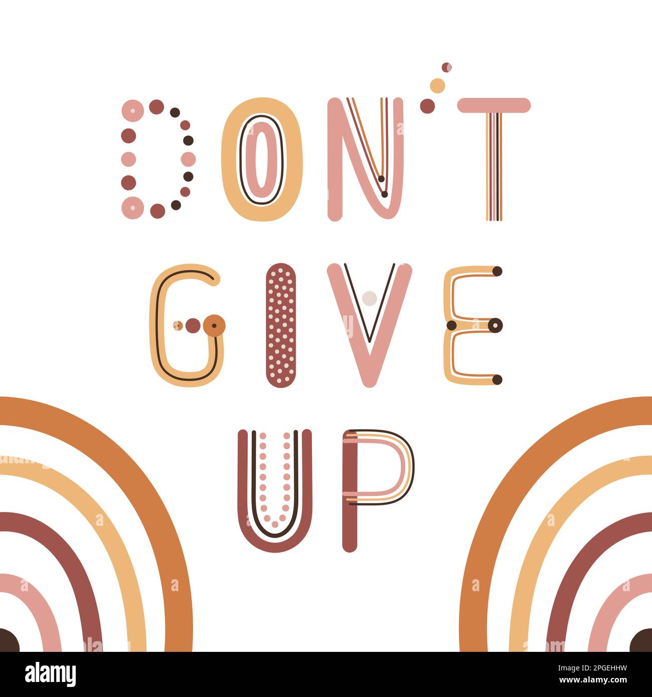 Do not give up quote. Boho wall decor prints with rainbow letters ...