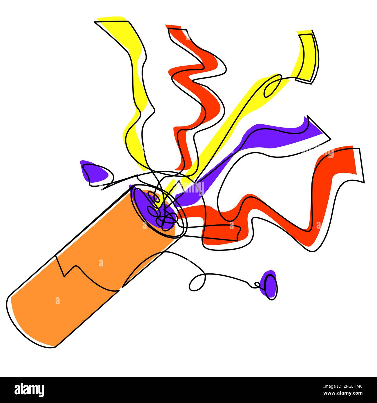 Shot multi-colored confetti in one line on a white background Stock ...