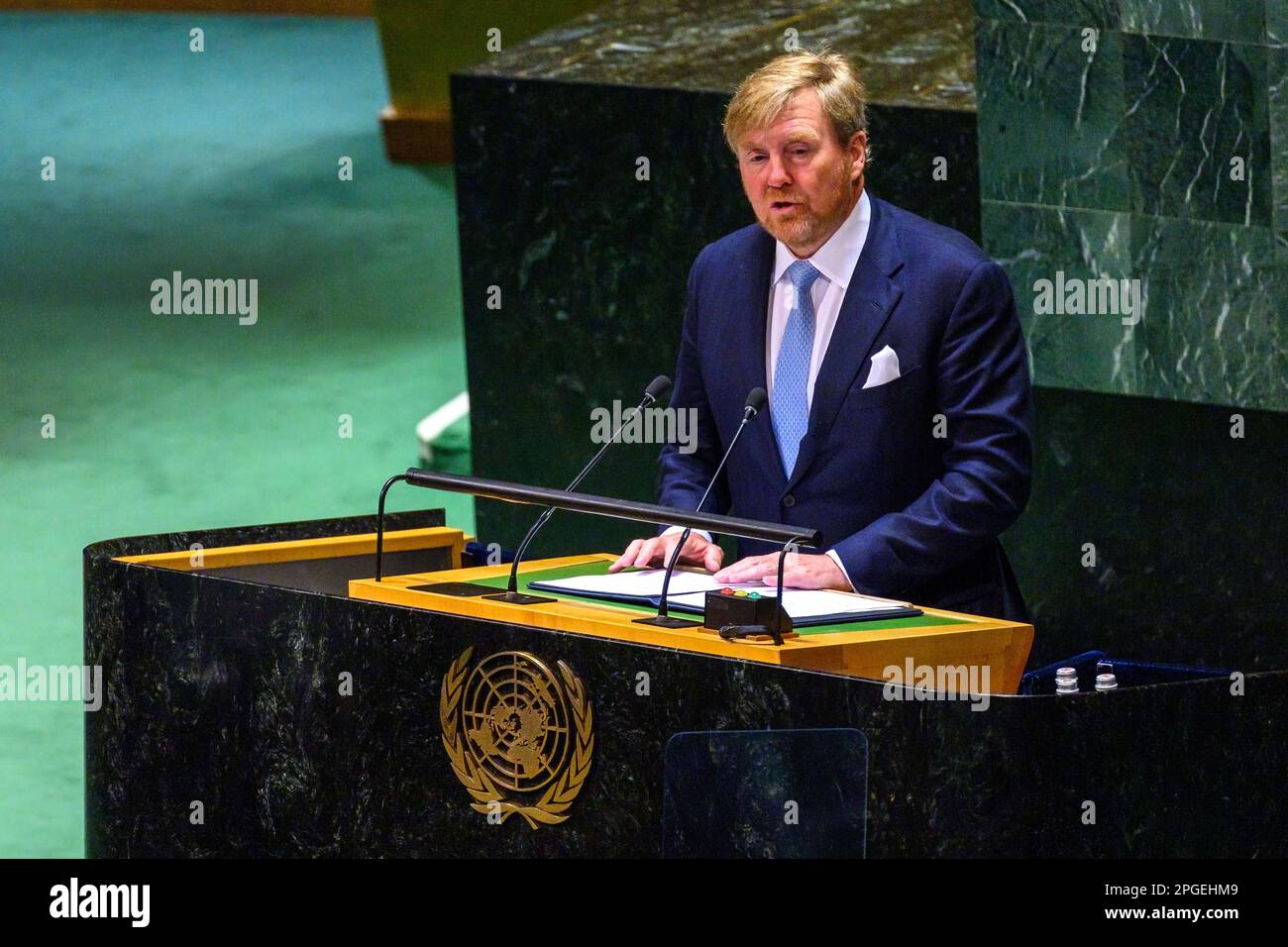 New York, USA. 22nd Mar, 2023. Willem-Alexander King of the Netherlands ...