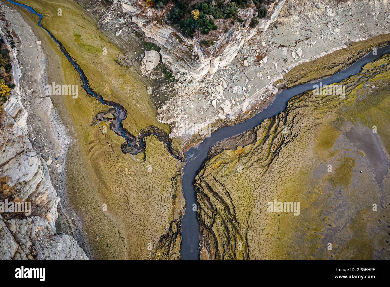 (EDITOR'S NOTE :Image taken with a drone)The Ter river almost ...