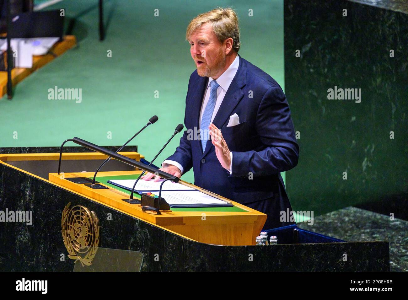 New York, USA. 22nd Mar, 2023. Willem-Alexander King of the Netherlands ...