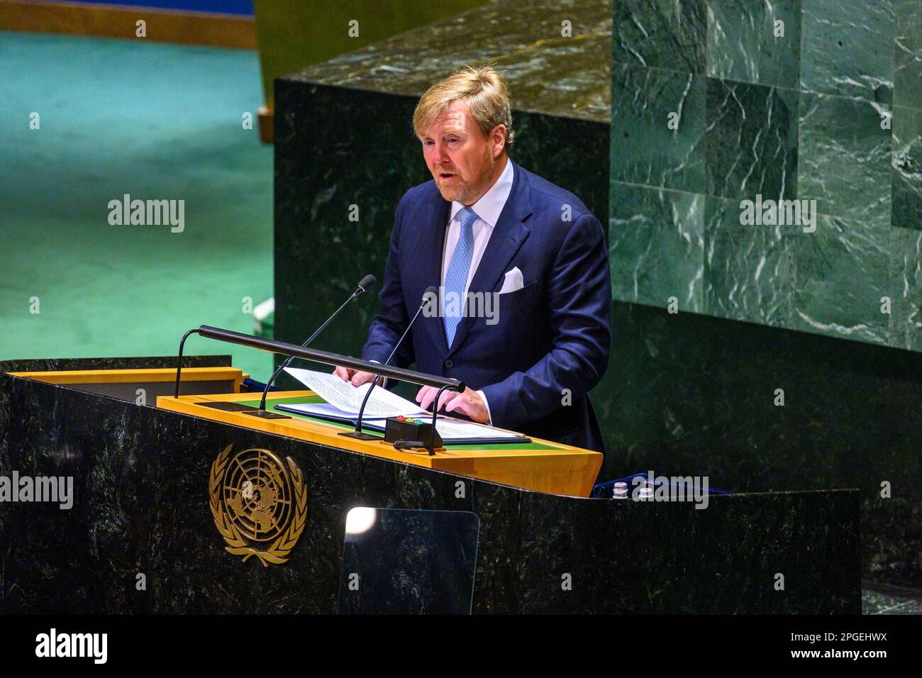 New York, USA. 22nd Mar, 2023. Willem-Alexander King of the Netherlands ...