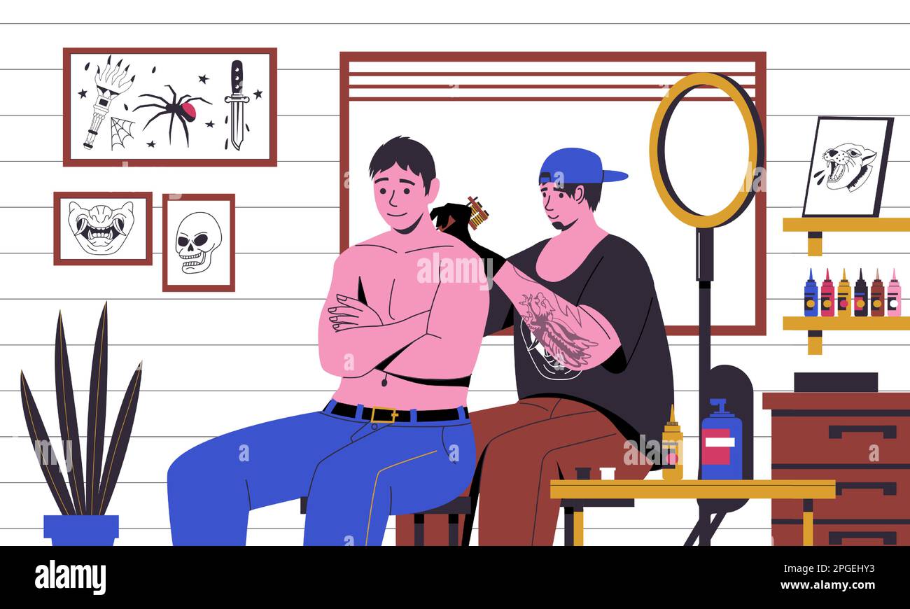 Tattoo salon. Modern studio interior with professional devices and ...