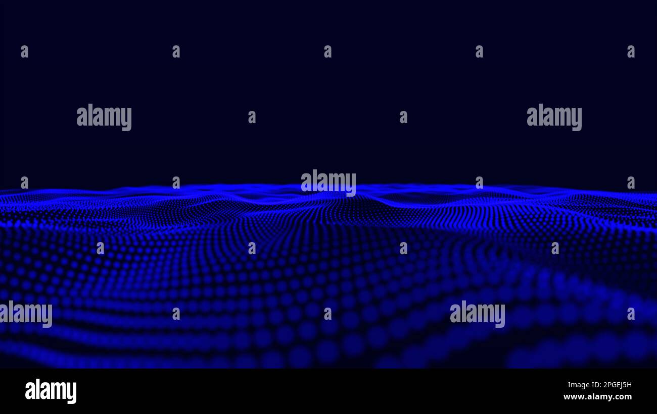 Blue color abstract background with dynamic elements of waves. Dots ...