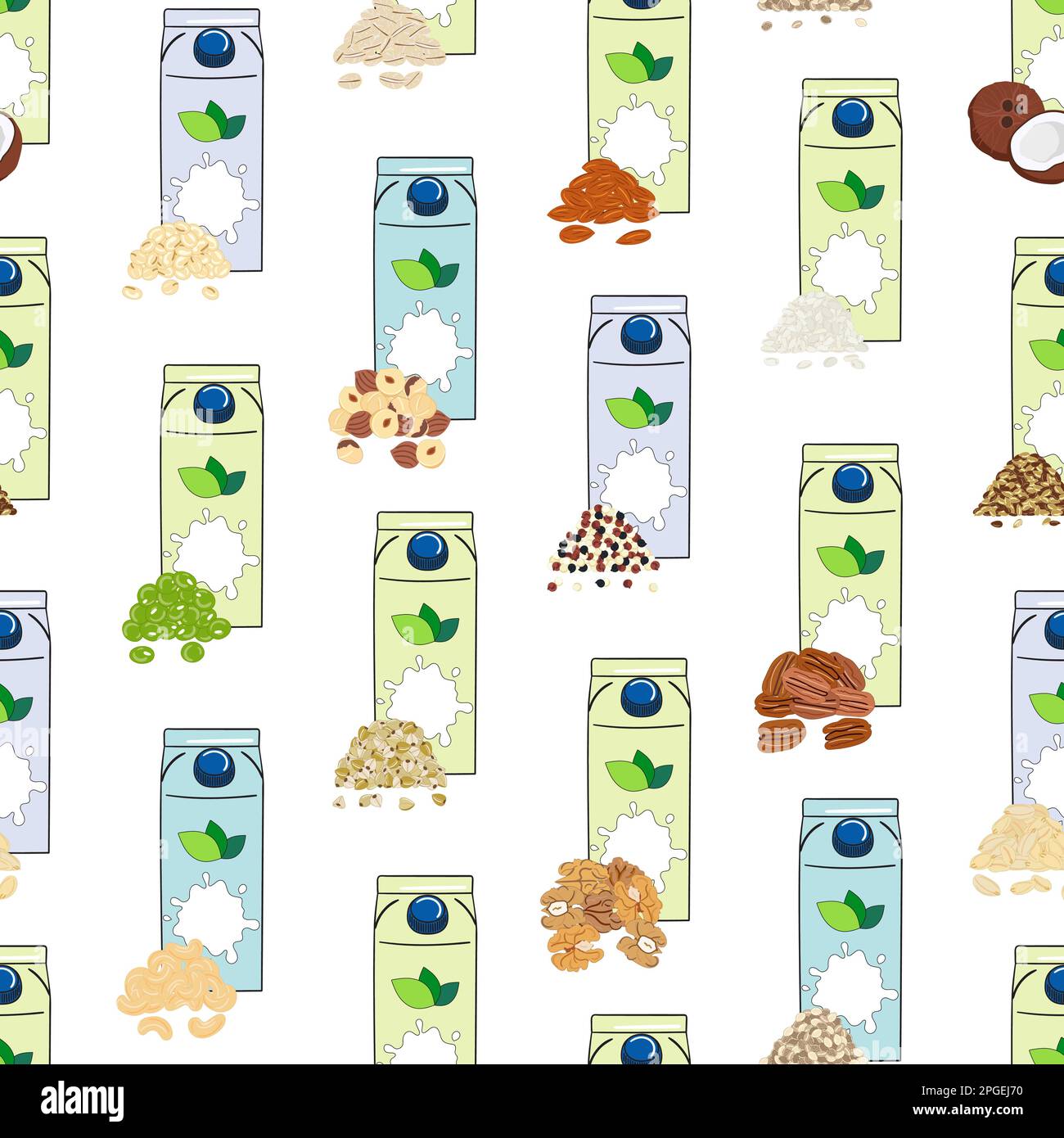 Seamless pattern of carton boxes with plant-based milk. Vegan milk ...