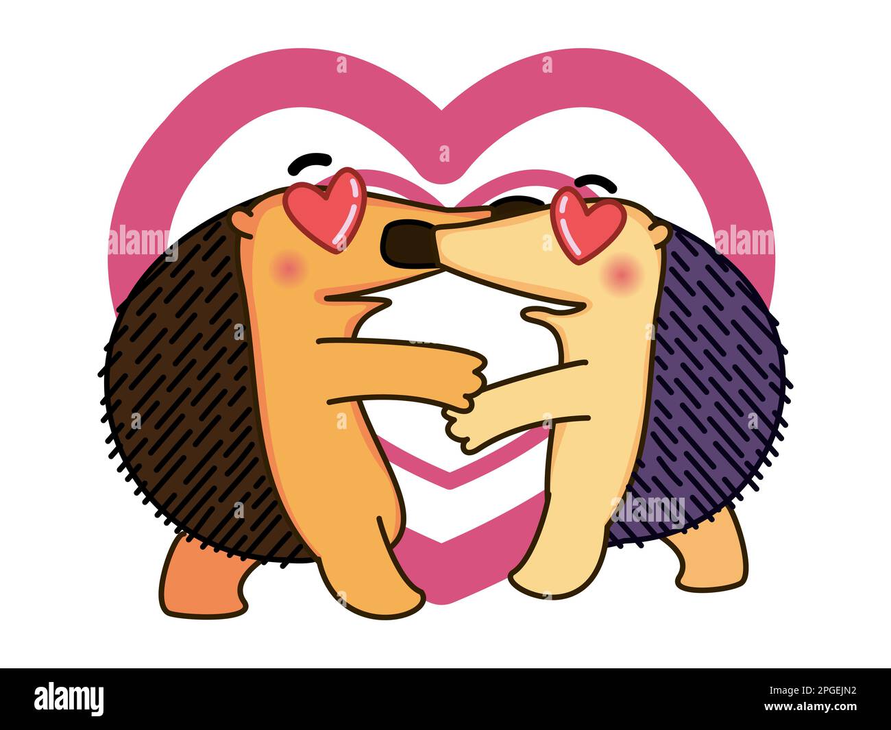 Two cute kissing orange hedgehogs on the background of hearts Stock Vector Image & Art - Alamy