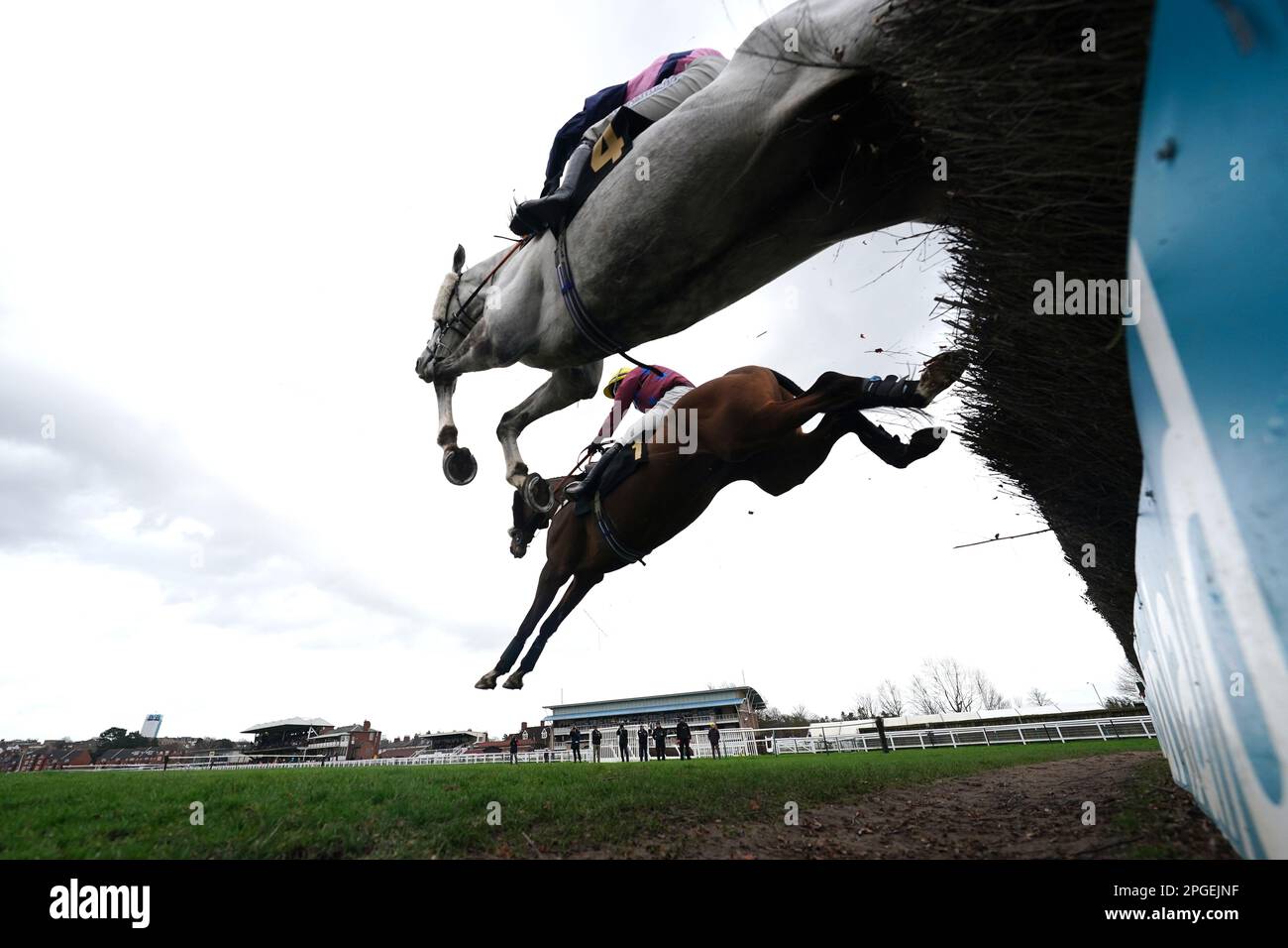 Art of Illusion ridden by jockey Dylan Kitts (behind) on their way to ...