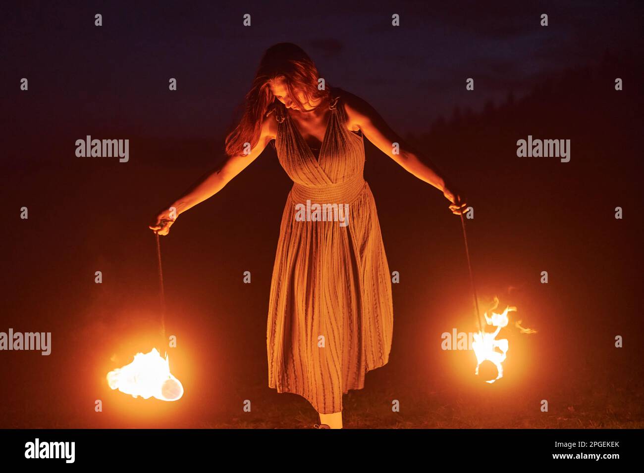 Beautiful woman fire show in hi-res stock photography and images - Alamy