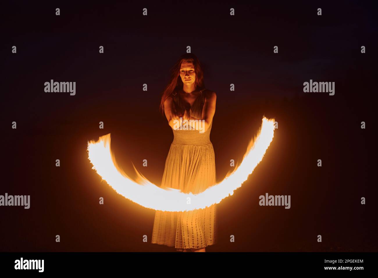 Beautiful woman fire show in hi-res stock photography and images - Alamy