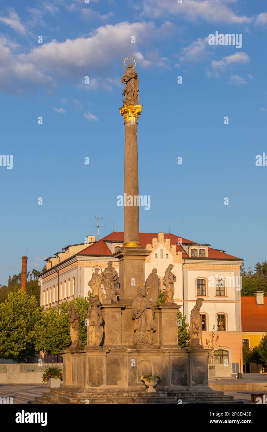 STRIBRO, CZECH REPUBLIC, EUROPE - Marian Column, in Masarykovo Square ...