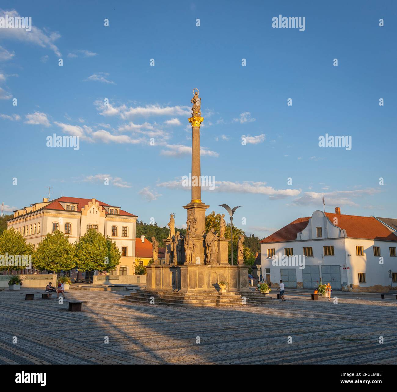 STRIBRO, CZECH REPUBLIC, EUROPE - Marian Column, in Masarykovo Square ...