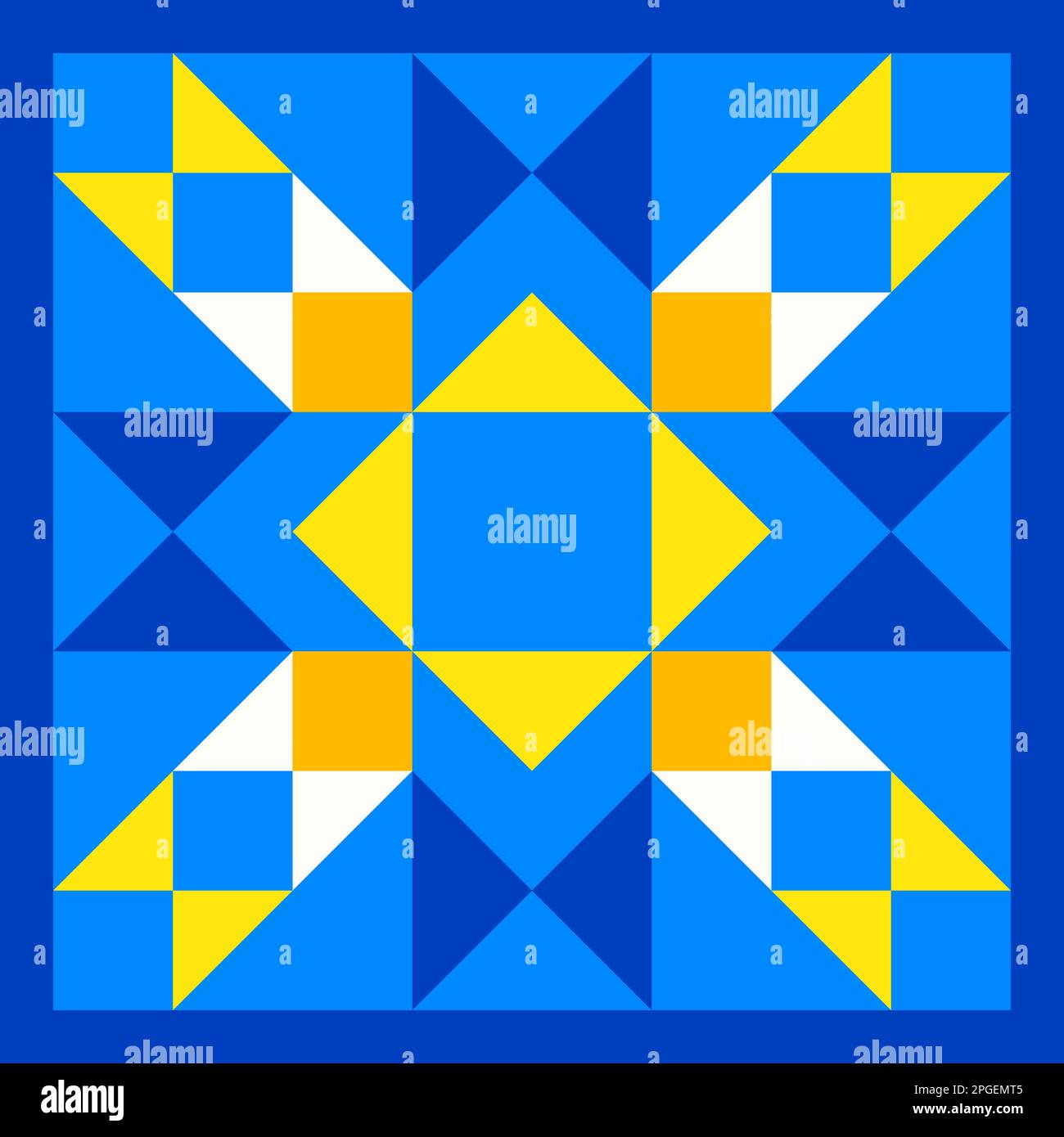 Geometric star pattern inspired by duvet patchwork quilting. Yellow and ...