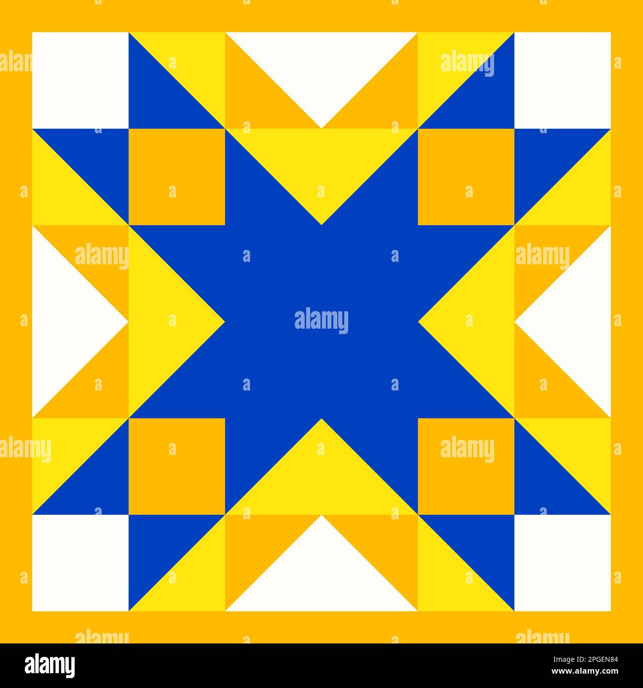 Geometric star pattern inspired by duvet patchwork quilting. Yellow and ...
