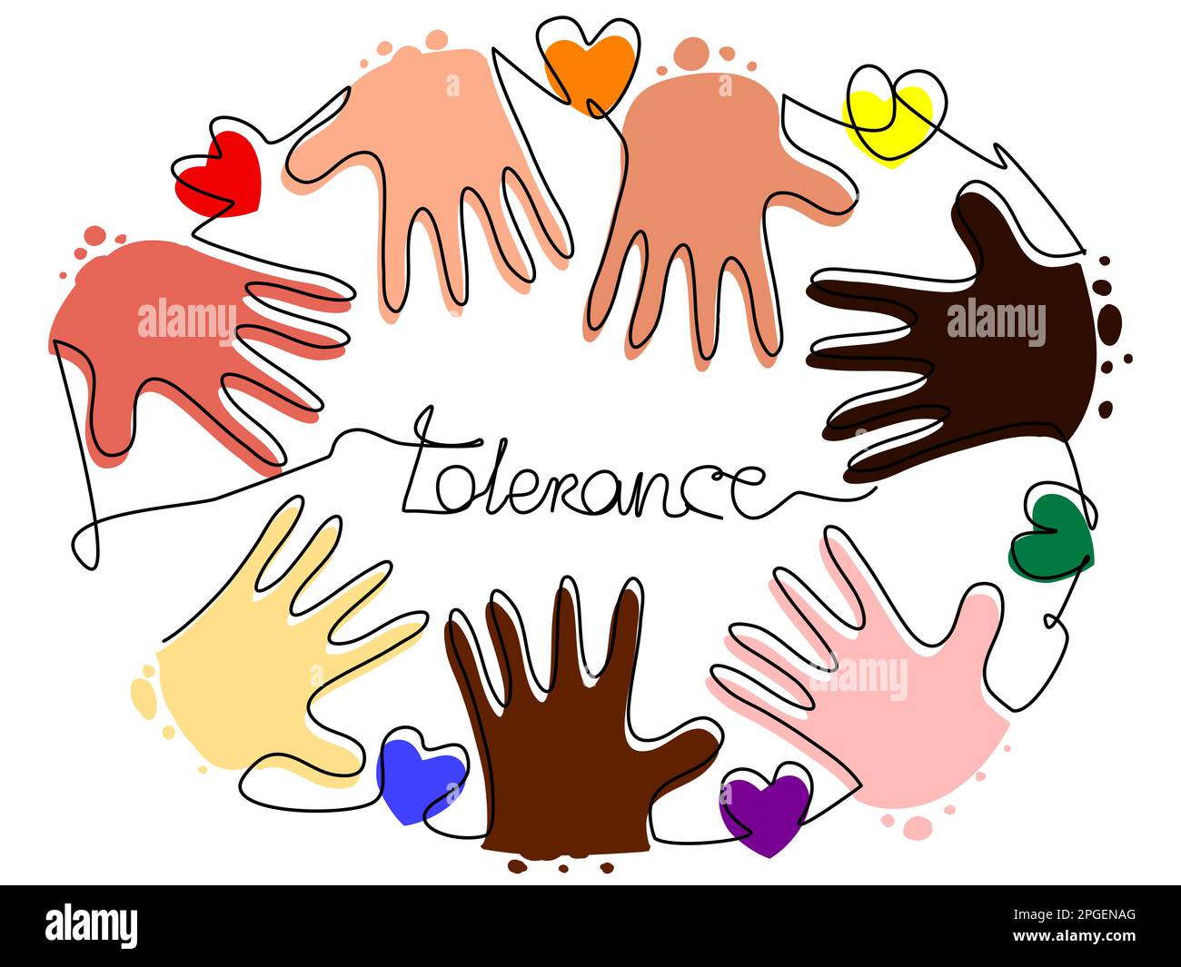 Tolerance palms in one line on a white background Stock Vector Image ...