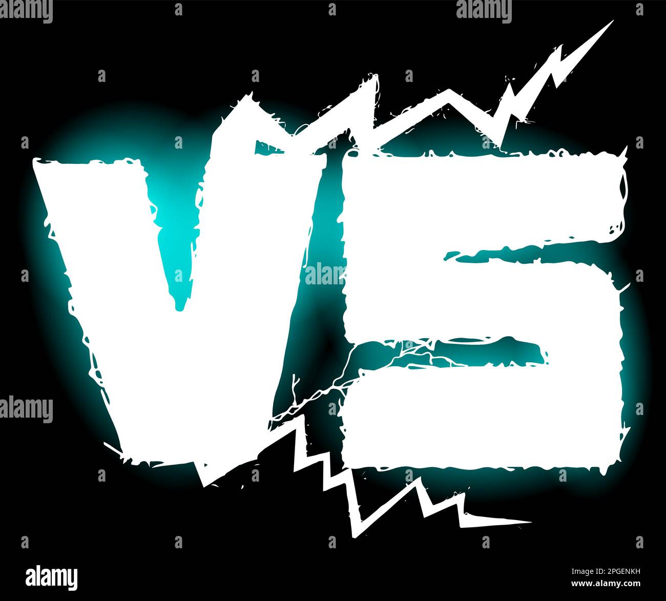 Letters VS with lightning bolts and blue glow on a black background ...