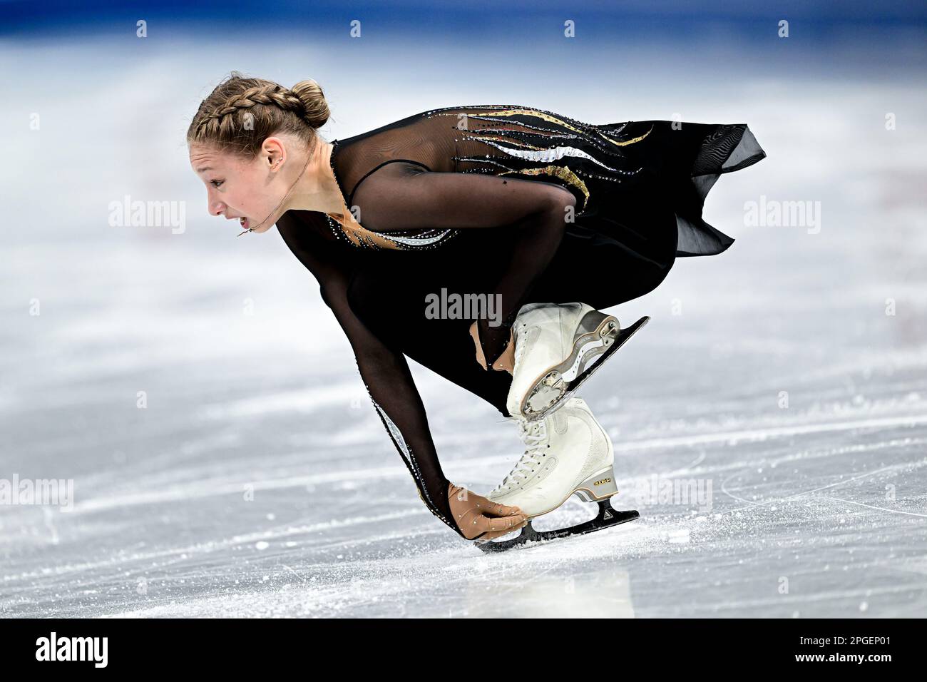 Sofja STEPCENKO (LAT), during Women Short Program, at the ISU World Figure Skating Championships ...