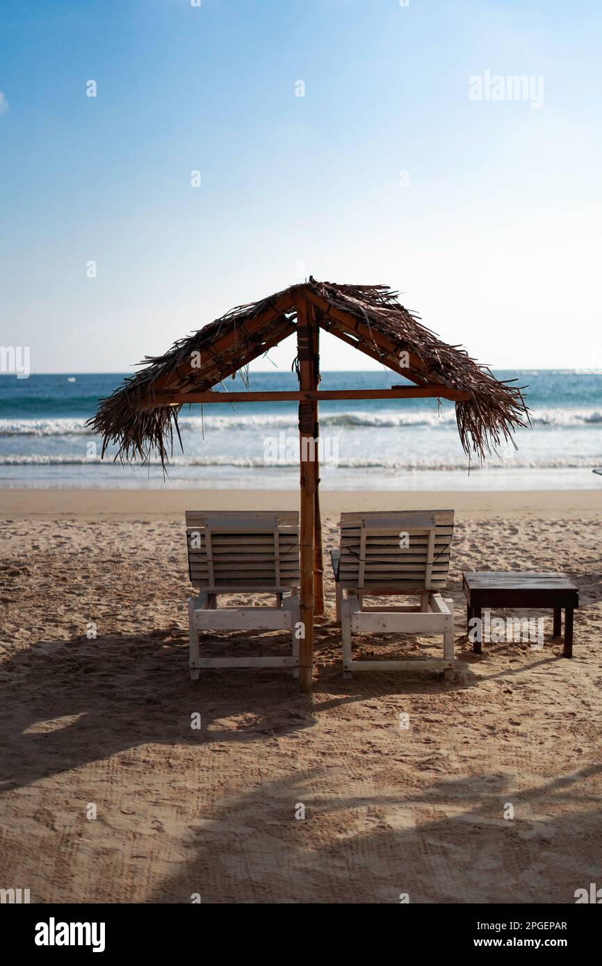 Romantic beach lounger on paradisic beach on a sunny day. Also with a ...