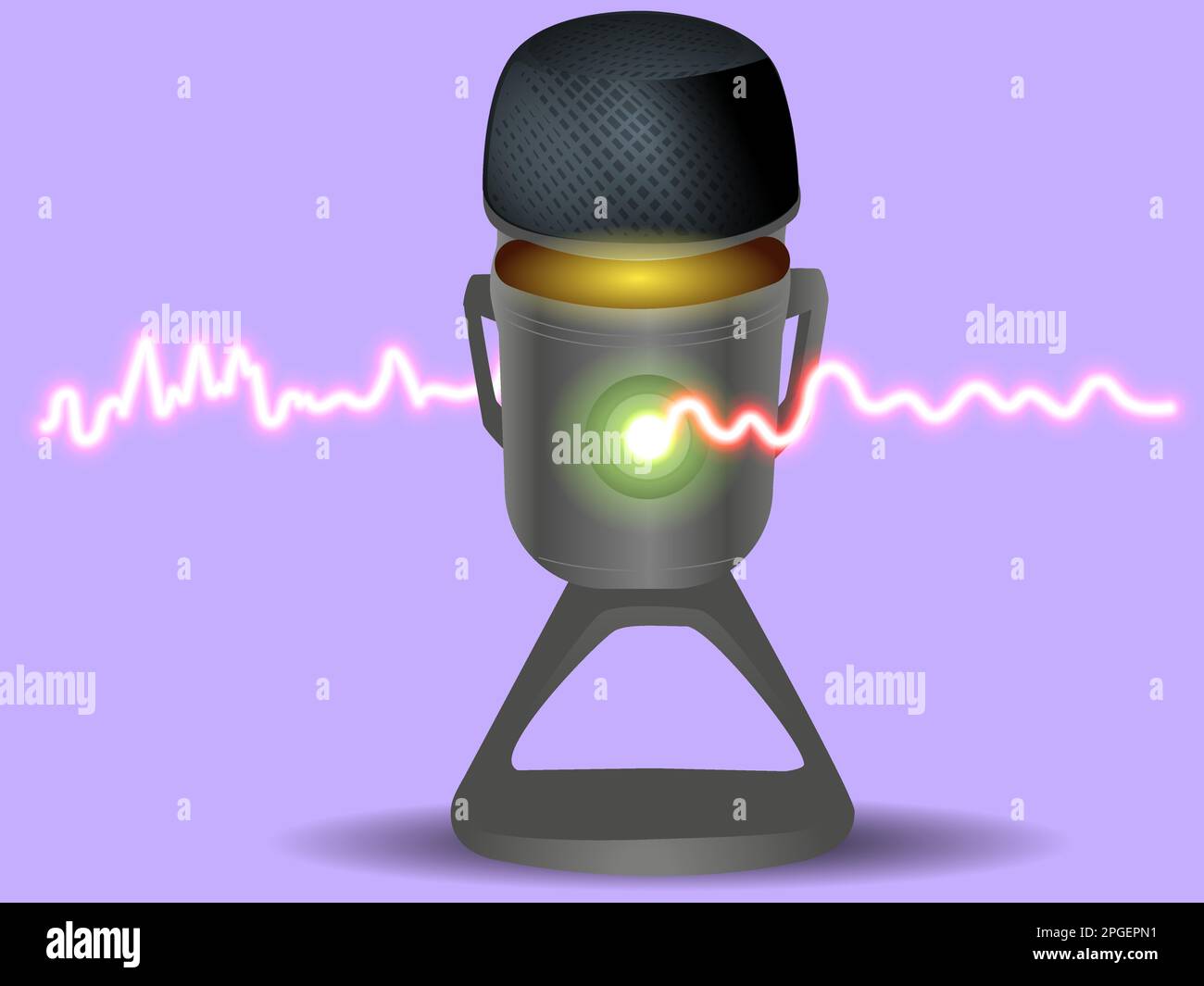 Stylish studio Microphone with sound waves for broadcasting Stock ...