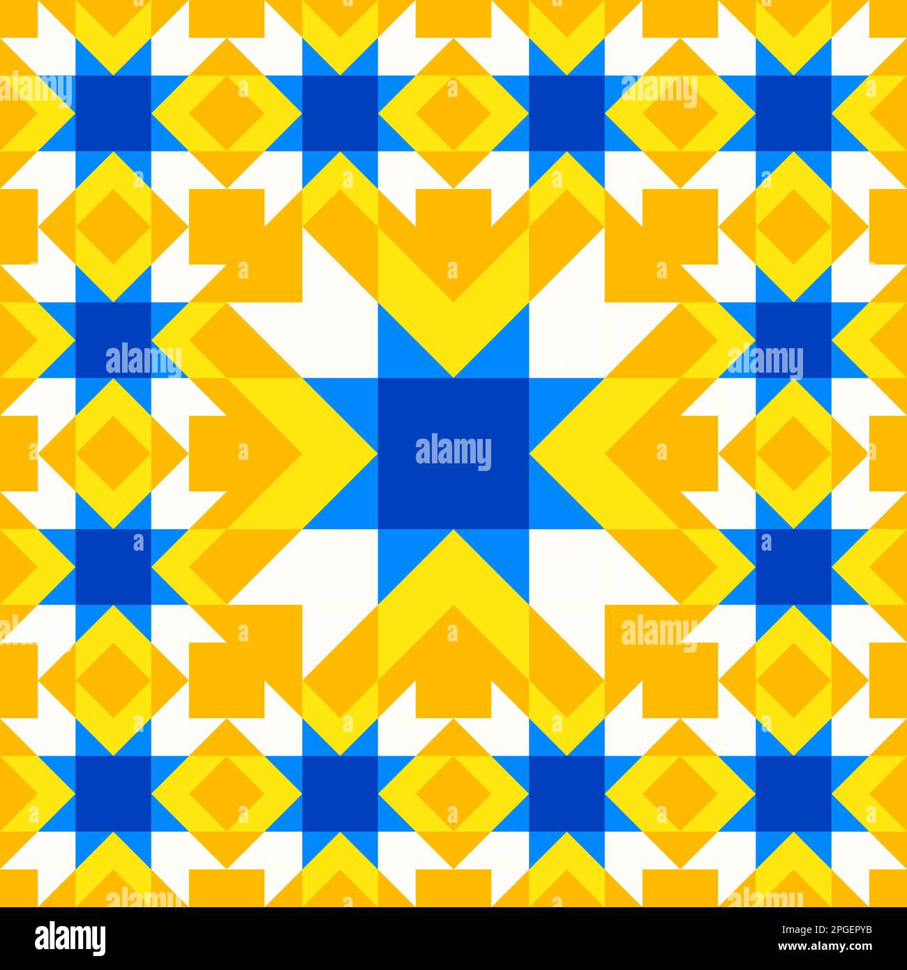 Geometric star pattern inspired by duvet patchwork quilting. Yellow and ...