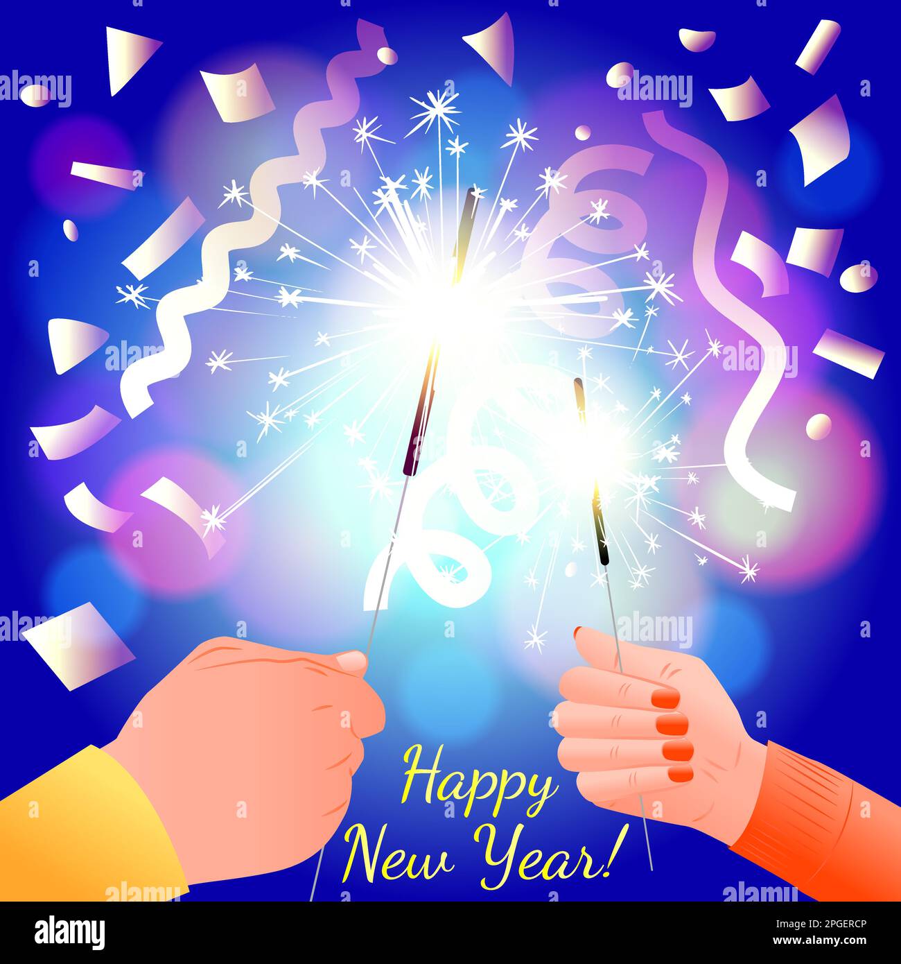 Female hand holding sparkler Stock Vector Images - Alamy