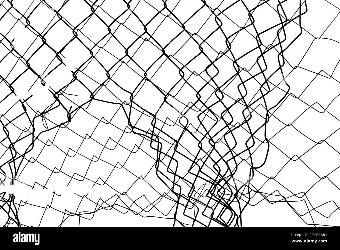 The texture of the metal mesh on a white background. Torn steel, metal ...