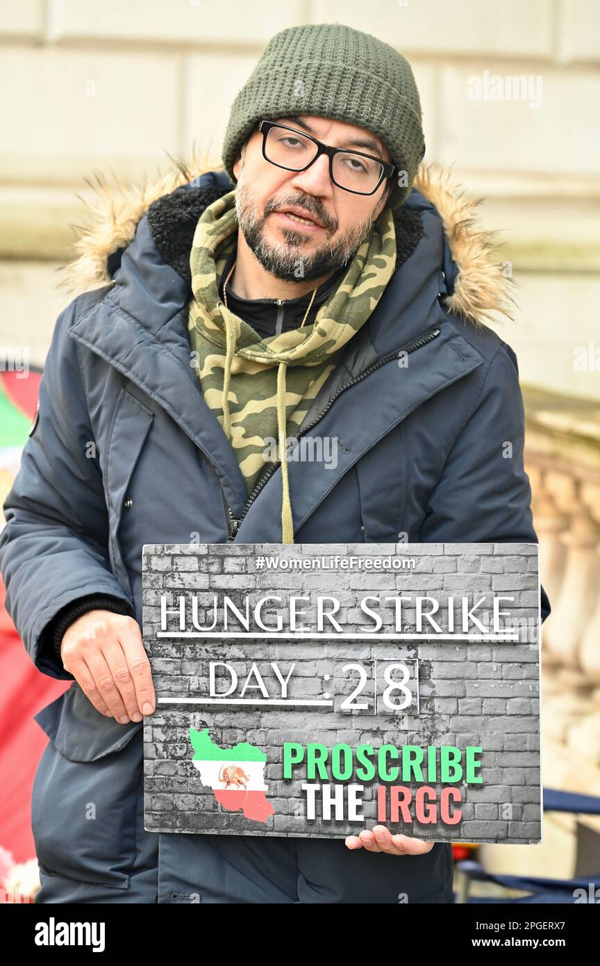 London, UK. British-Iranian Vahid Beheshti reaches day 28 of his hunger ...