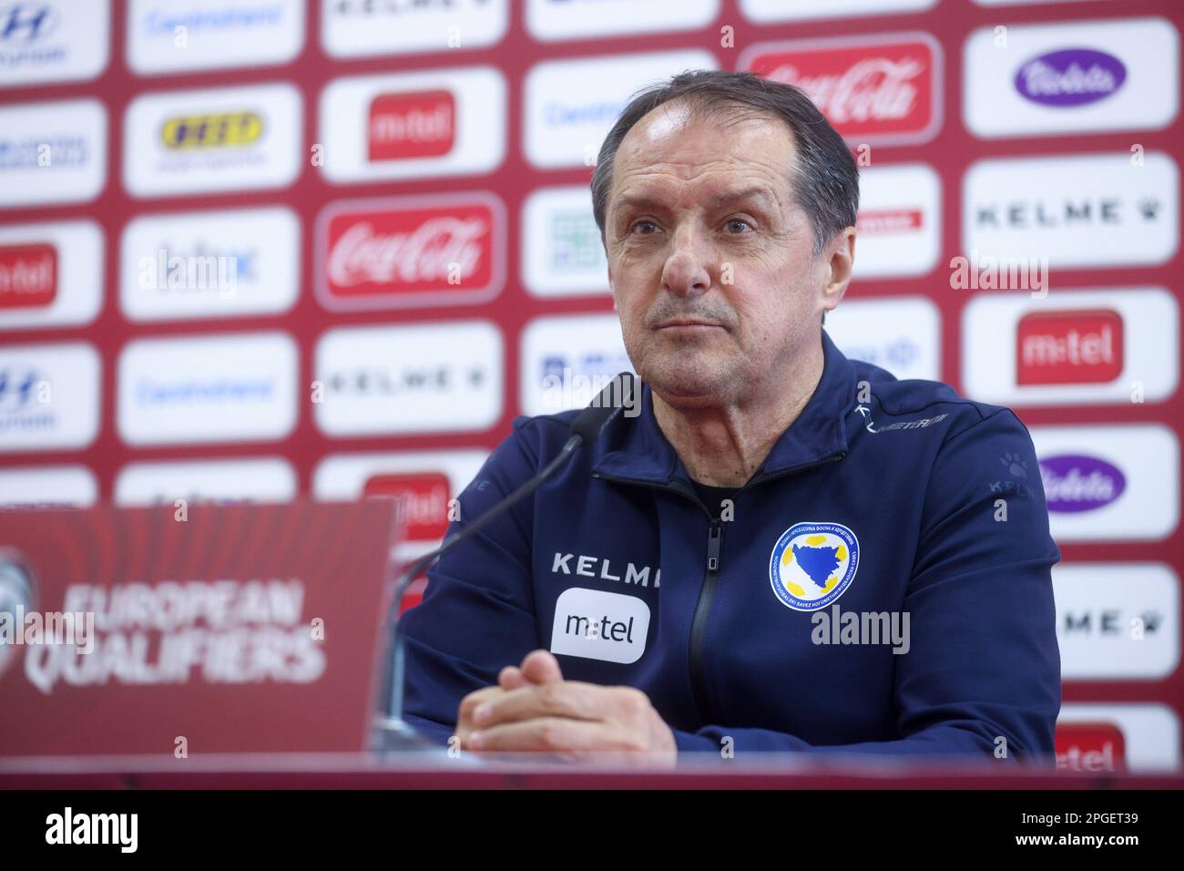 Head Coach of Bosnia and Herzegovina Faruk Hadzibegic speaks on a press conference at Bilino ...