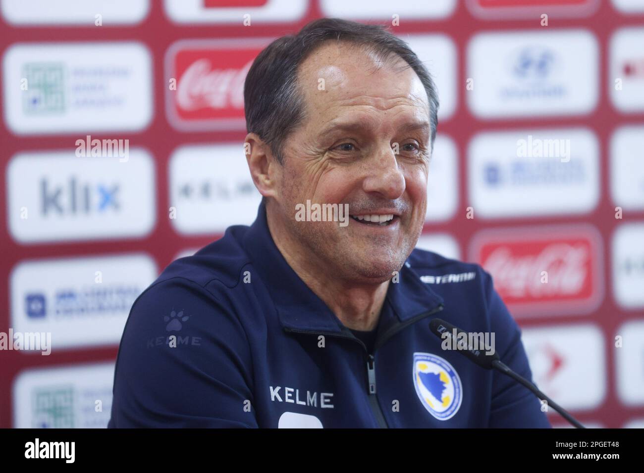 Head Coach of Bosnia and Herzegovina Faruk Hadzibegic speaks on a press conference at Bilino ...