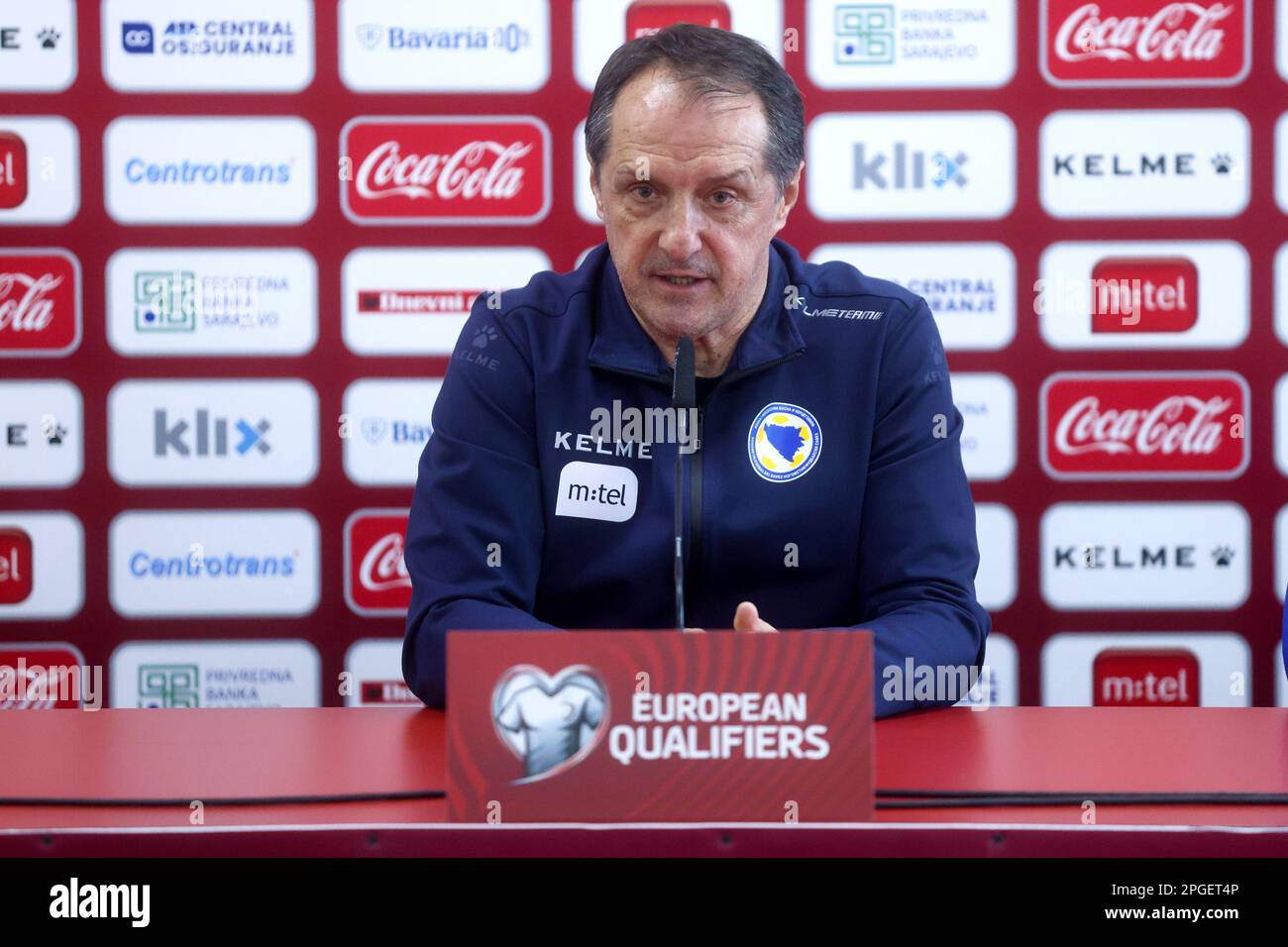 Head Coach of Bosnia and Herzegovina Faruk Hadzibegic speaks on a press conference at Bilino ...