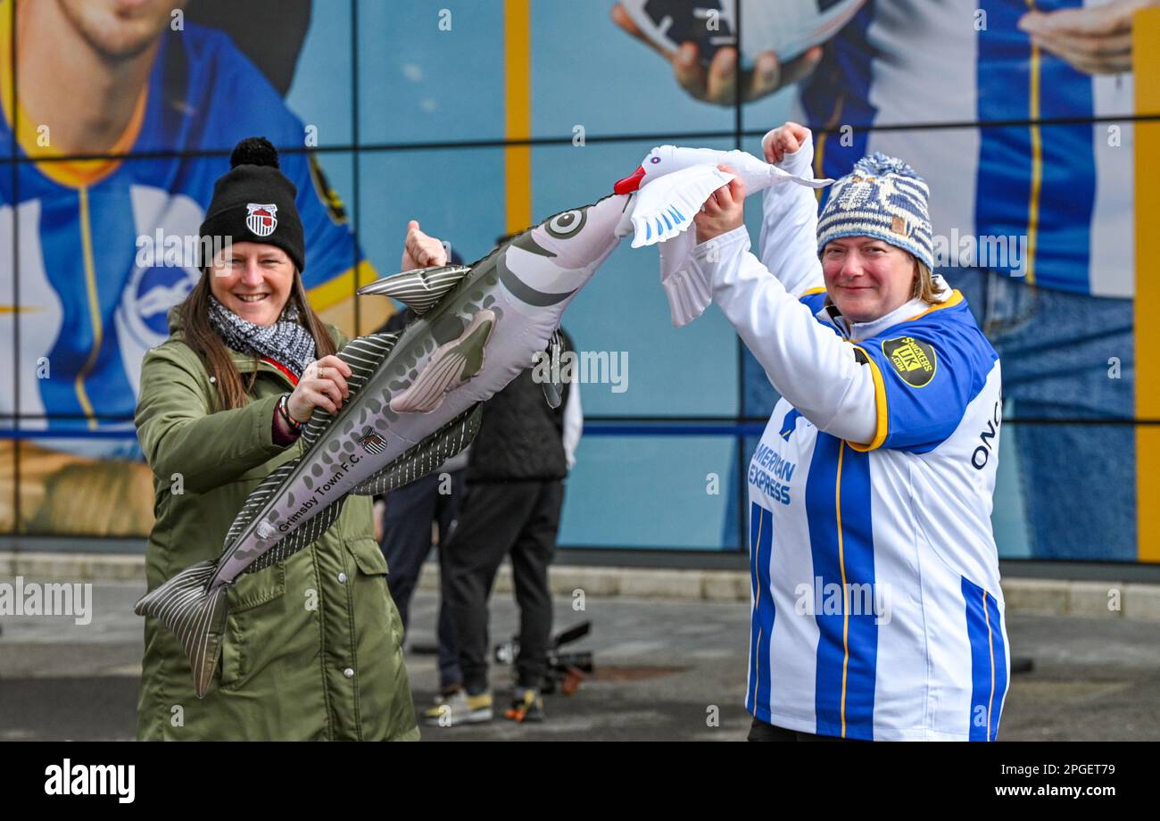 Brighton Seagulls and Grimsby Haddocks mingle during the Emirates FA ...
