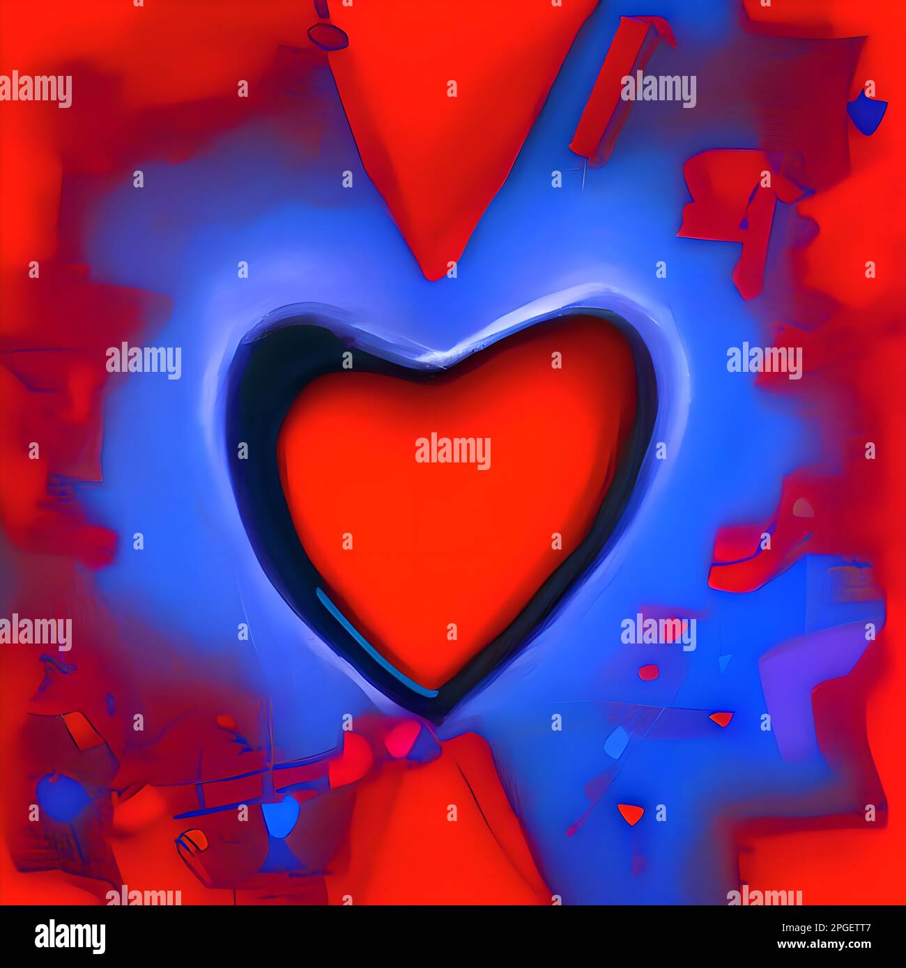 Illustration of abstract human heart in red and blue Stock Photo - Alamy