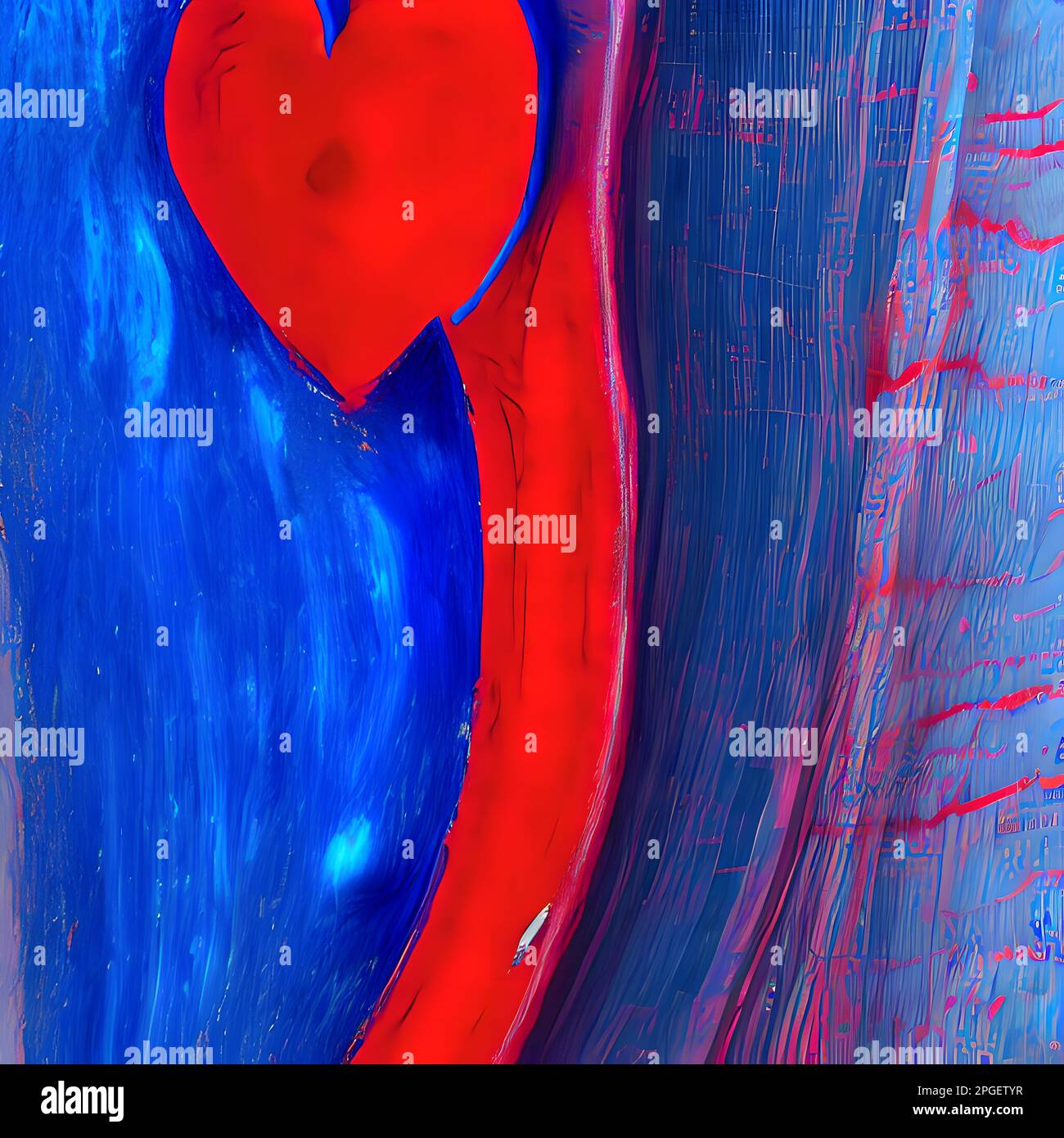 Illustration of abstract human heart in red and blue Stock Photo - Alamy