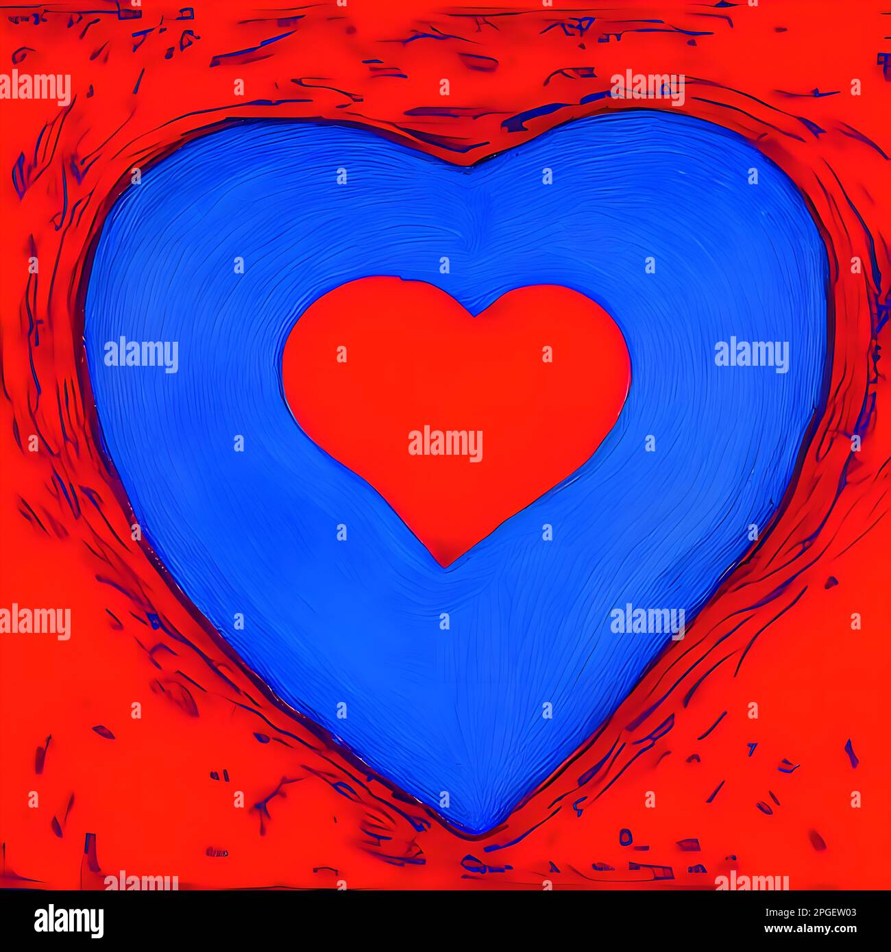 Illustration of abstract human heart in red and blue Stock Photo - Alamy
