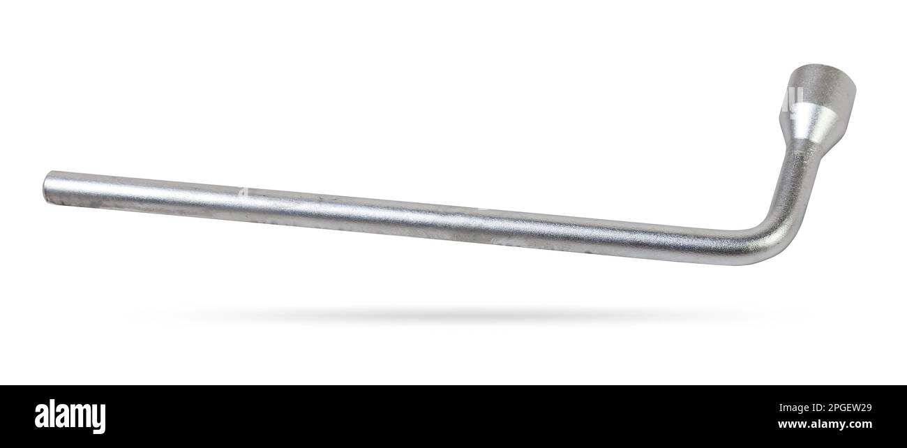 Tool kit for replacing a spare wheel on a white isolated background ...