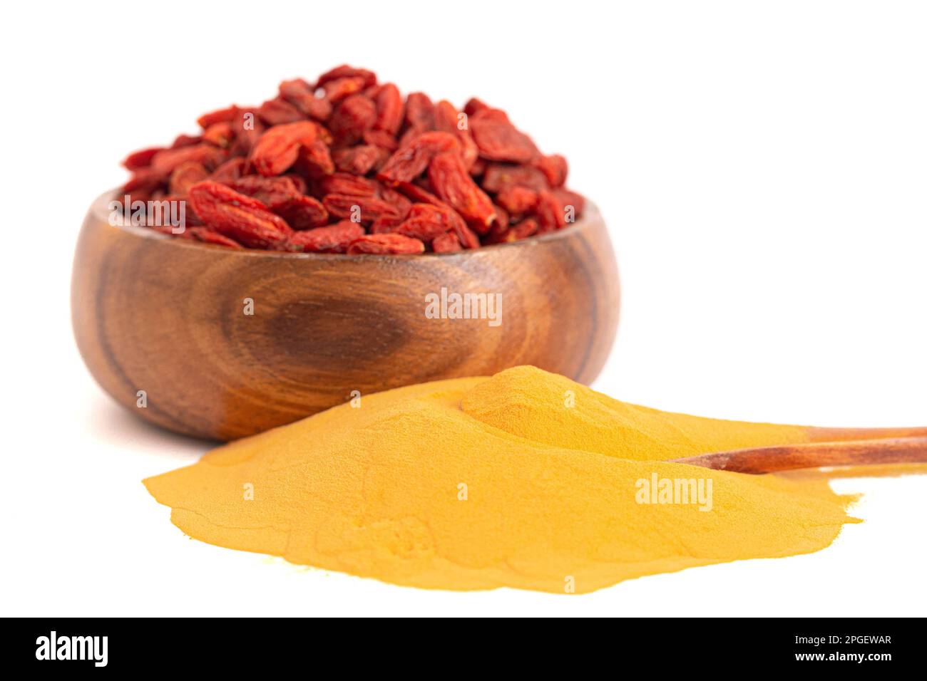 Dehydrated Goji Berries and Goji Berry Powder Isolated on a White ...