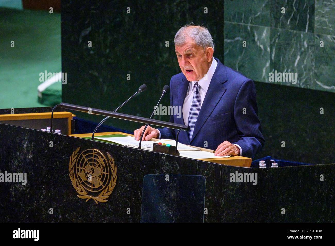 New York, USA. 22nd Mar, 2023. Abdul Latif Rashid, President of Iraq ...