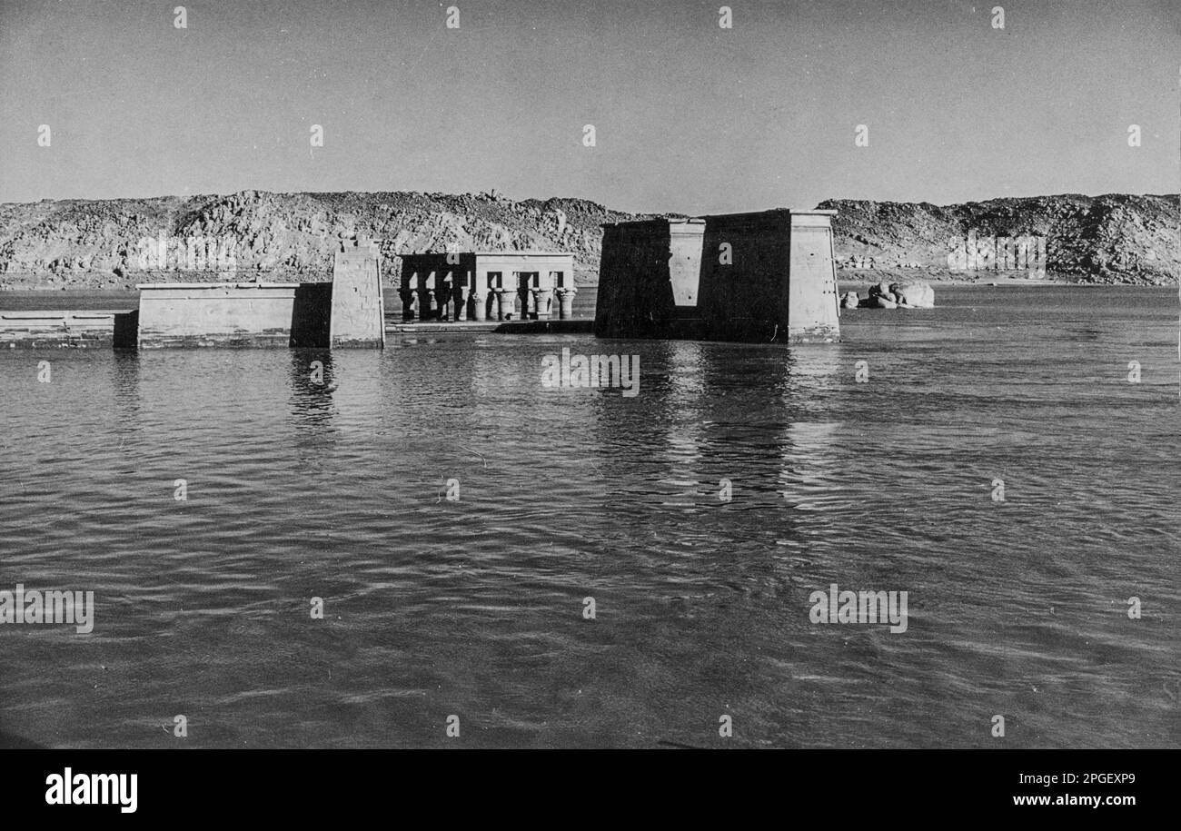 Egypt, temple of Isis, part of temples on Philae island flooded by ...