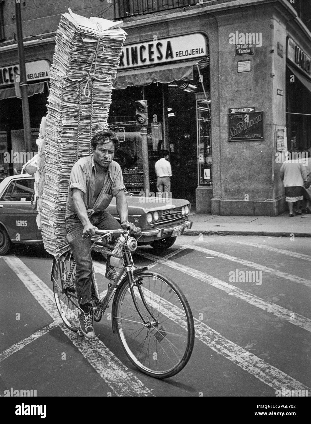 Mexico 1981 - In Mexico-City an old newspaper collector asks old ...