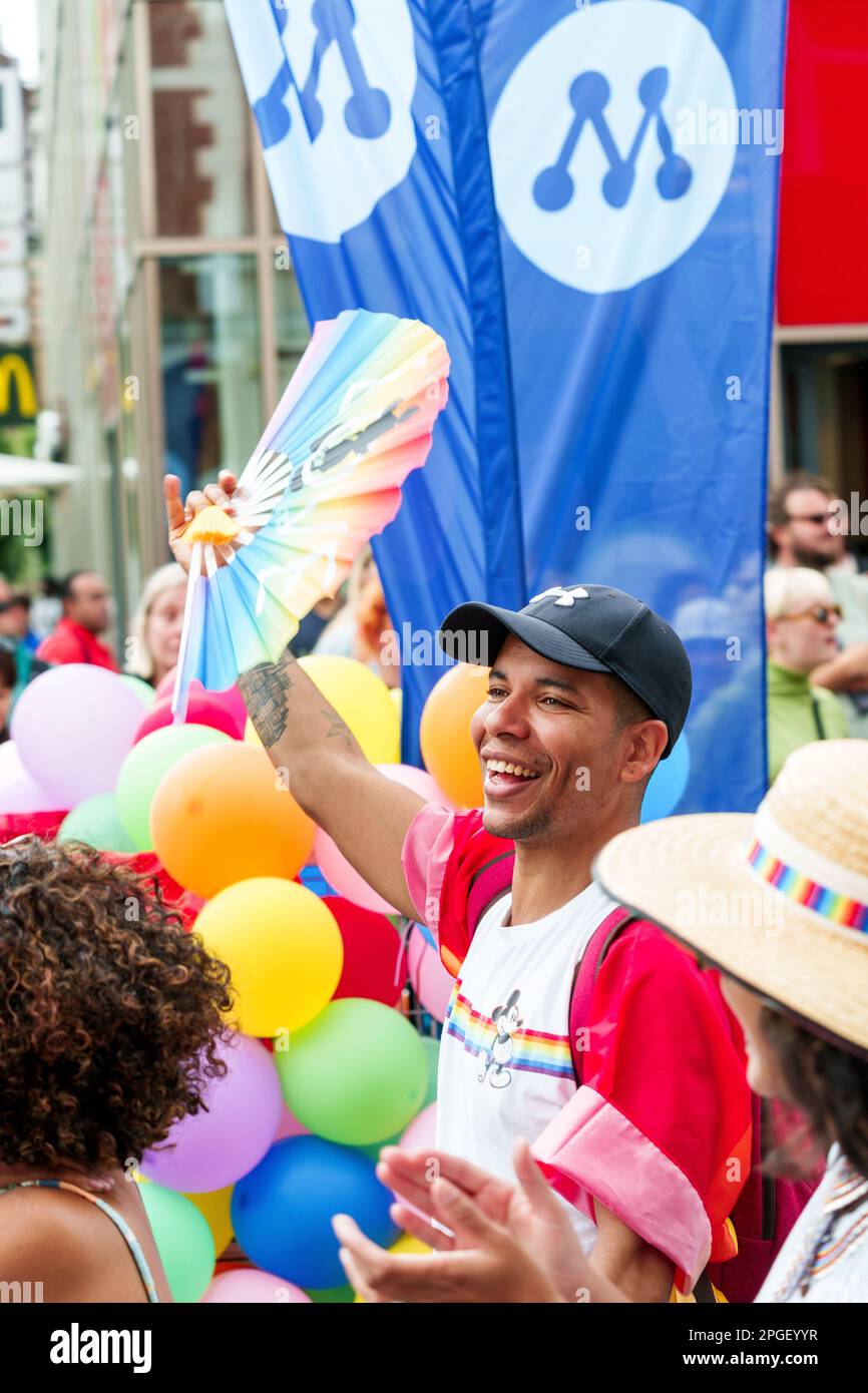 The people participating in a pride parade in Malmo, Sweden Stock Photo ...