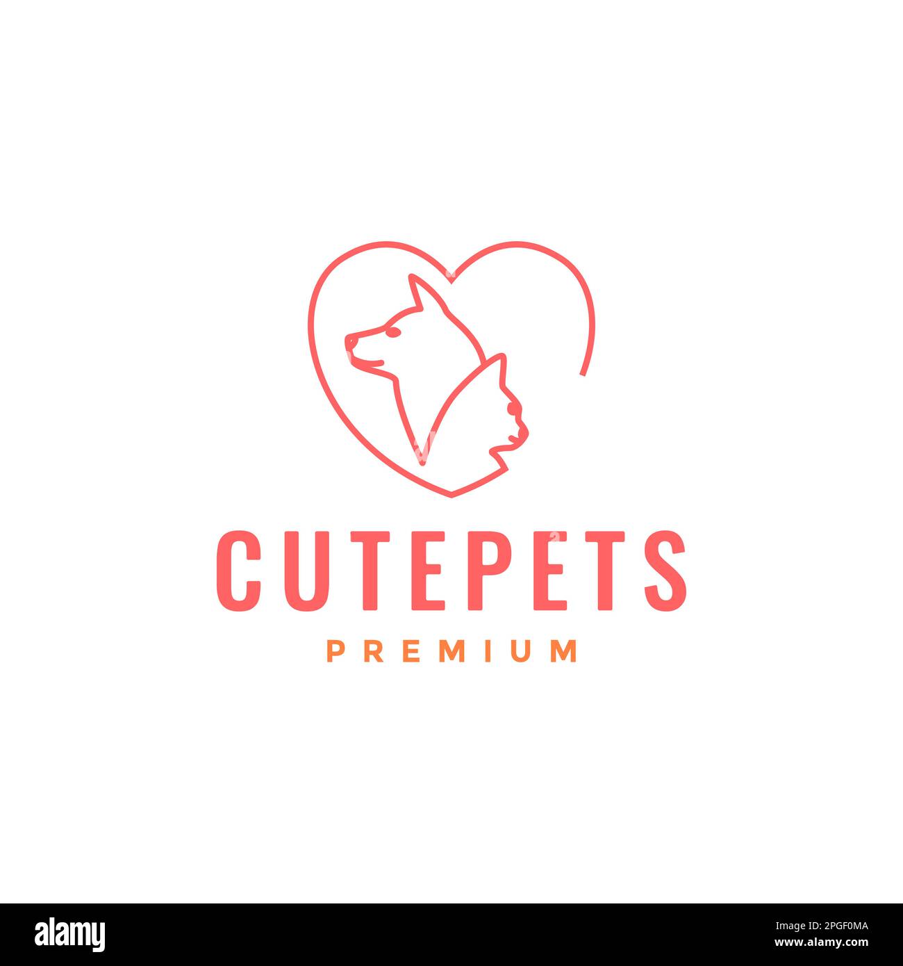 pets life friend cat dog love hearth line art minimal logo design ...