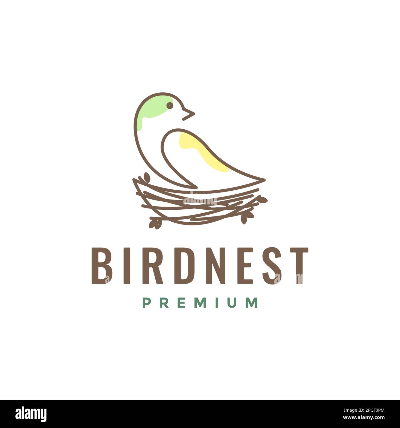 little bird nest egg twig tree line art modern colorful abstract logo ...