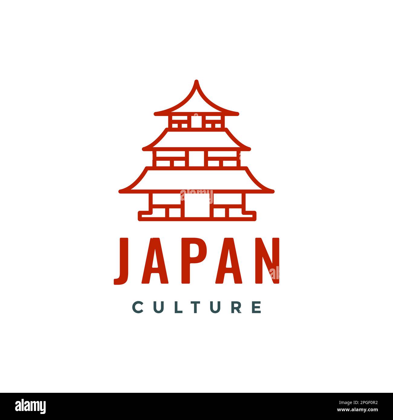 japan house castle legend wood old line minimalist logo design vector ...