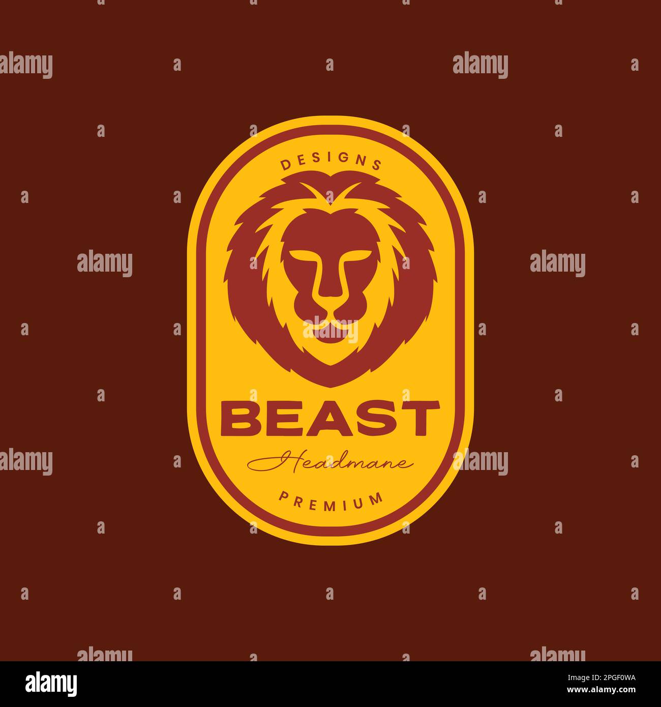 mane hair lion beast face old king forest savanna badge vintage logo ...