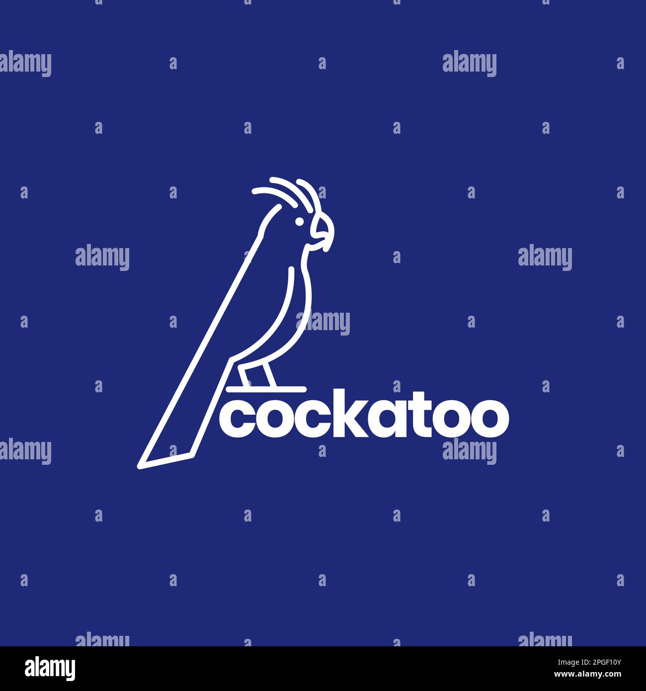 cockatoo bird beak long tails line modern minimal logo design vector ...