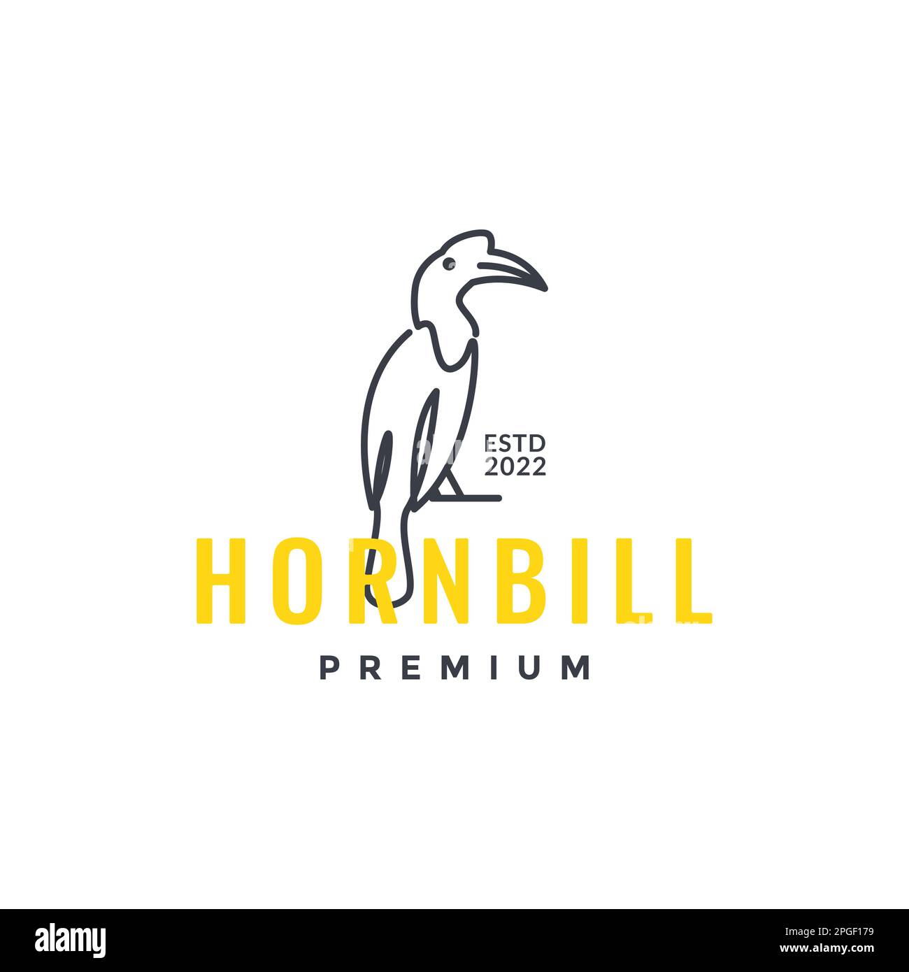 long beak bird forest wildlife nature hornbill line art modern minimal ...