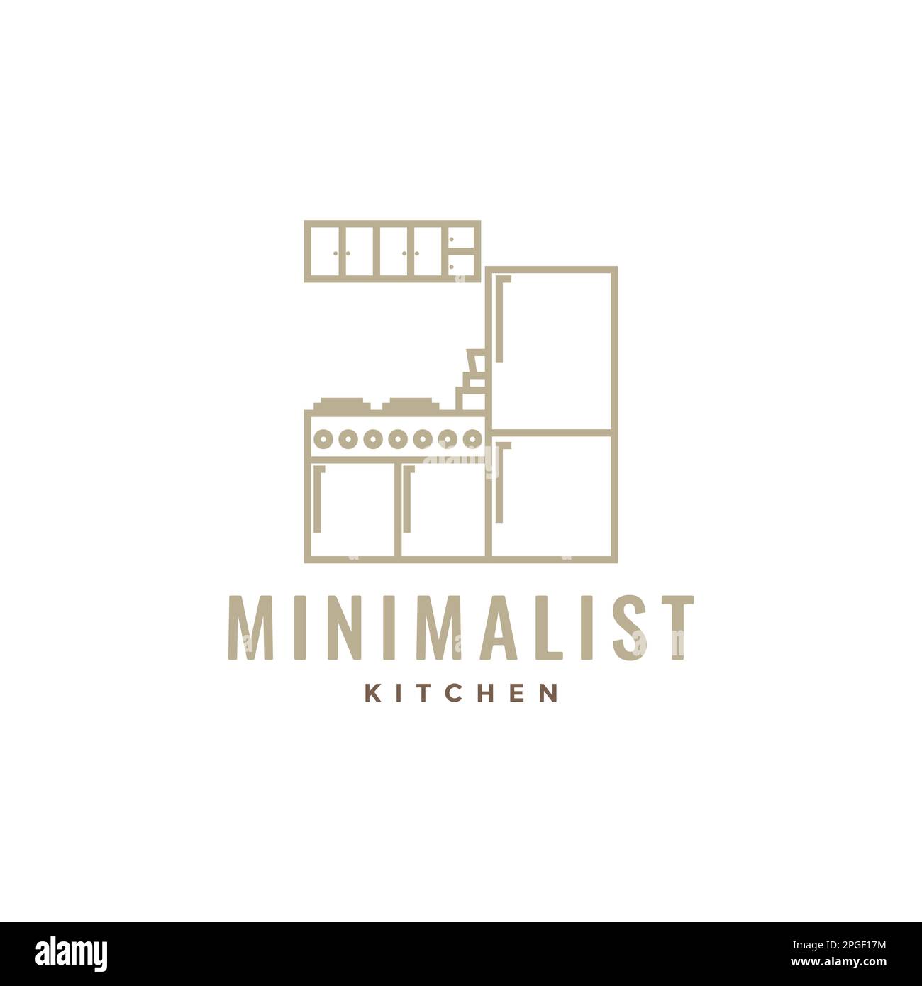 interior kitchen modern minimalist set up line logo design vector Stock ...