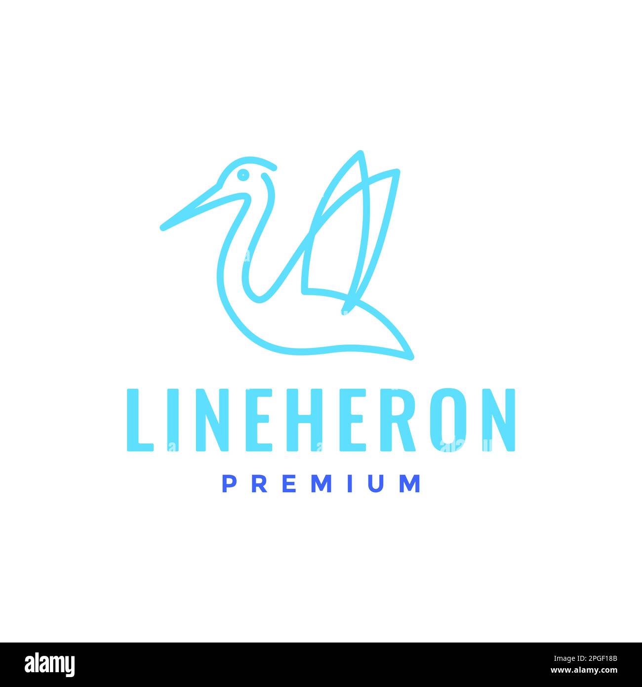 bird flying forest wildlife heron long beak line modern minimal logo ...