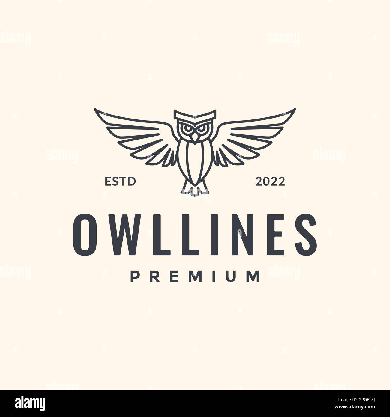 owl nocturnal animal night focus hunting food line hipster logo design ...