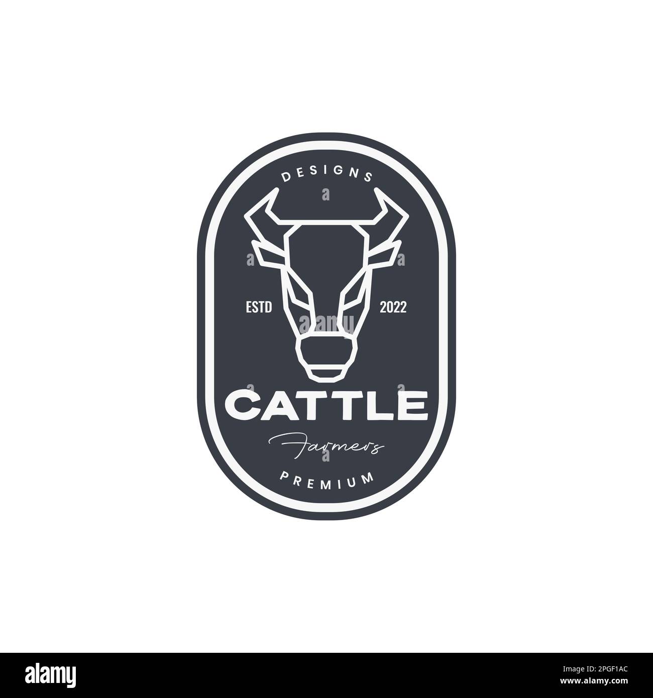 cattle livestock animal head cow short horn milk badge vintage logo ...